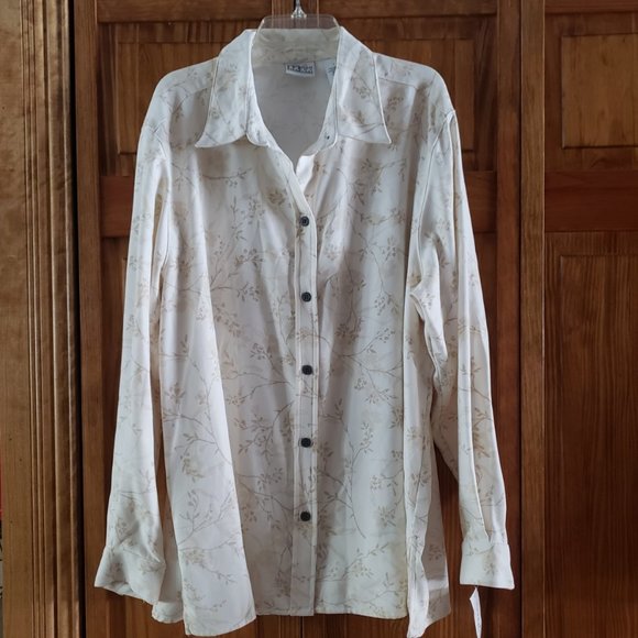 villager | Tops | Villager Sport Beigetan Faux Suede Button Front Shirt ...